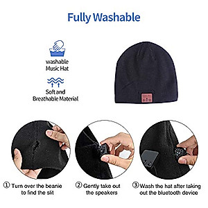 Bluetooth Beanie Hats, Christmas Tech Gifts for Men Women, Wireless Music Hat Headphones - Unisex Winter Knit Cap Headset with Built-in Mic, 100% Washable