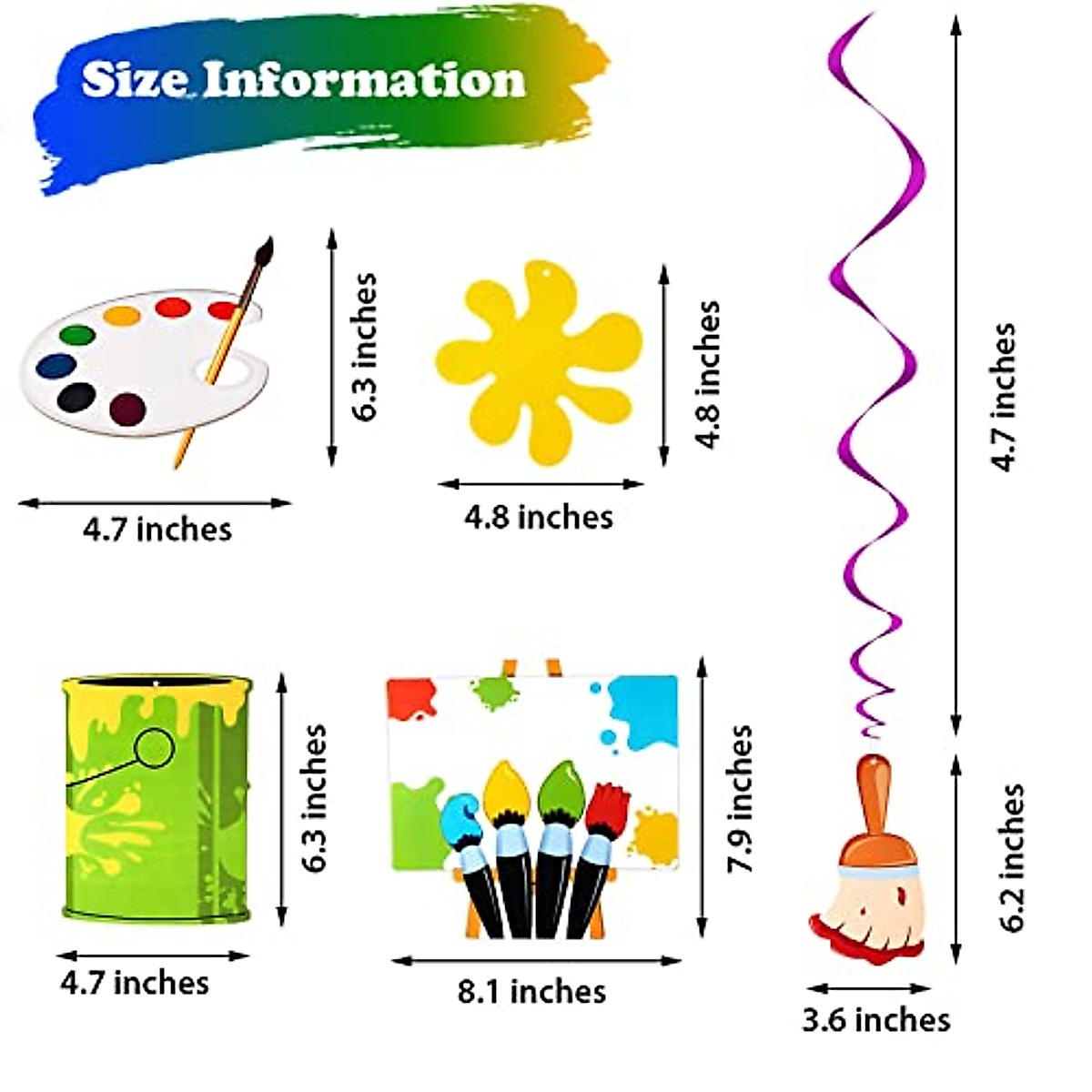 54 Pieces Art Party Decorations Hanging Swirls Painting Party Hanging Decorations Painting Party Supplies