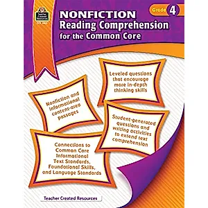 Teacher Created Resources Nonfiction Reading Comprehension for the Common Core Book, Grade 4
