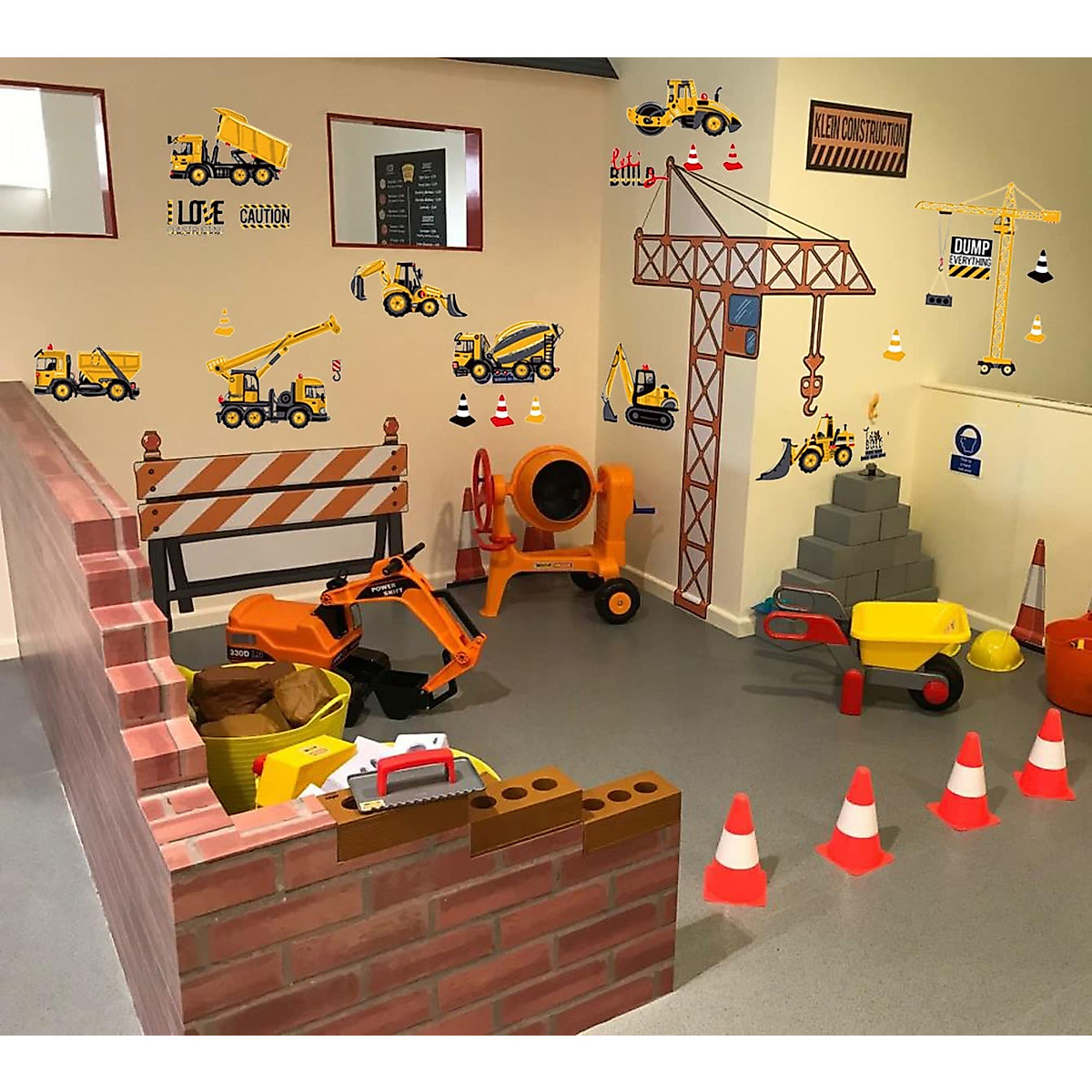 AIYANG Construction Vehicles Wall Stickers Truck Digger Tractor Crane Engineering Car Wall Stickers for Boys Bedroom Playroom Construction Decor for Boys Room Decoration