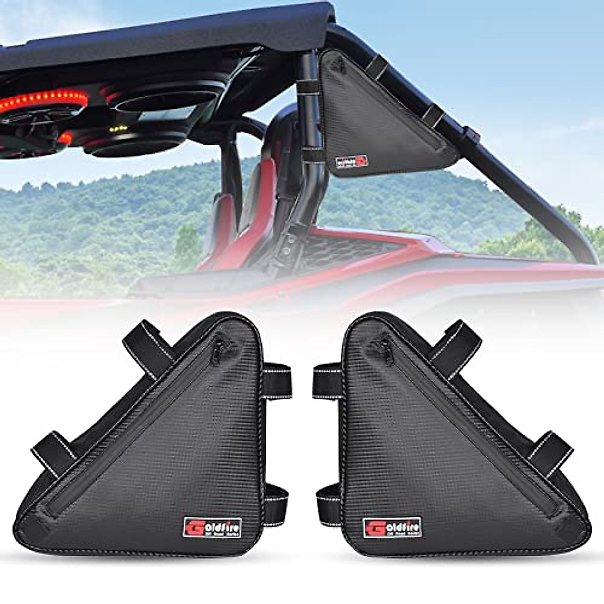 For Talon 1000 Storage Bag Accessories, Hutexcio UTV Triangle Corner Bags Side Pillar Gear Bags for Talon 1000R 1000X 1000X4 2019 2020 2021 2022 2023 (2 Pack,Black)