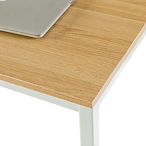 ZINUS Jennifer 47 Inch Computer Workstation, Office Desk - White Frame & Natural Top