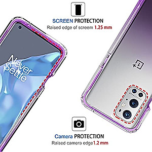 Bohefo Clear Case Compatible with OnePlus 9 Pro 5G Case for Girls Women, Cute Crystal TPU Bumper Shockproof Protective Phone Case Cover for OnePlus 9 Pro 5G (Purple)