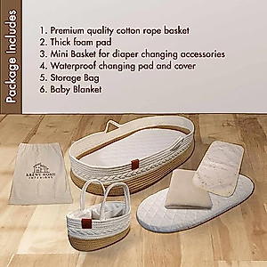 Krewe Home Interiors Baby Changing Basket For Baby Dresser - Diaper Caddy Organizer with Thick Foam Pad, Waterproof Cover & Soft Blanket |Moses Baby Bassinet, Moses Basket with Storage Bag
