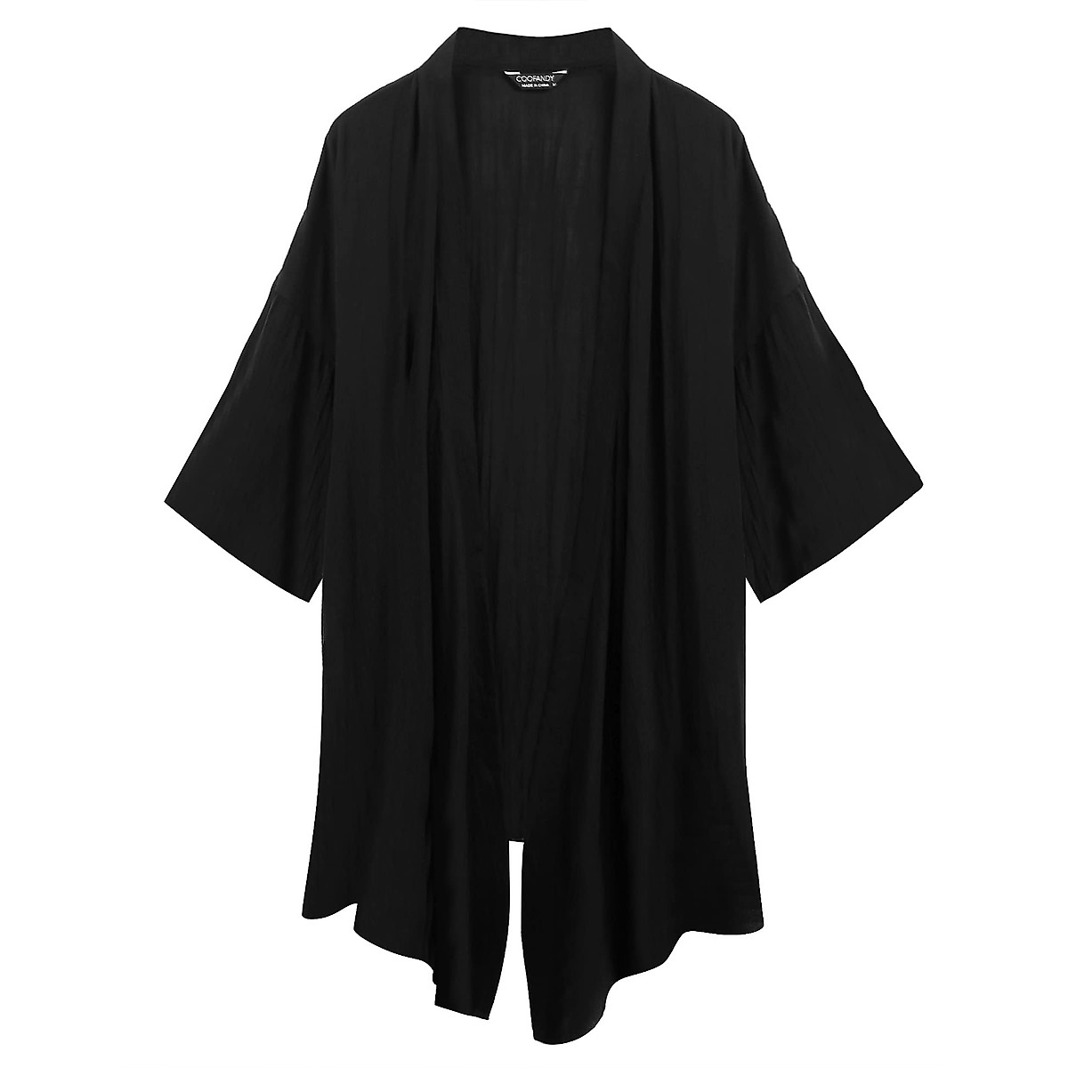 COOFANDY Mens Ruffle Shawl Collar Lightweight Cardigan Long Kimono Jackets Open Front Drape Cape Coat