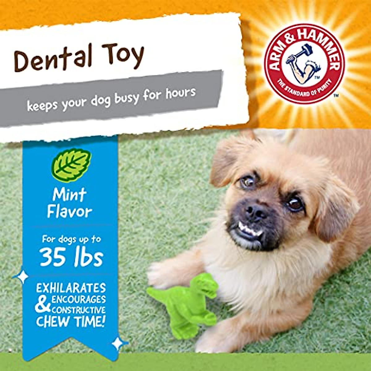 Arm & Hammer for Pets Nubbies Dental Toys T-Rex Dental Chew Toy for Dogs Best Dog Chew Toy for Moderate Chewers Reduces Plaque & Tartar Buildup Without Brushing, Mint Flavor (Pack of 1)