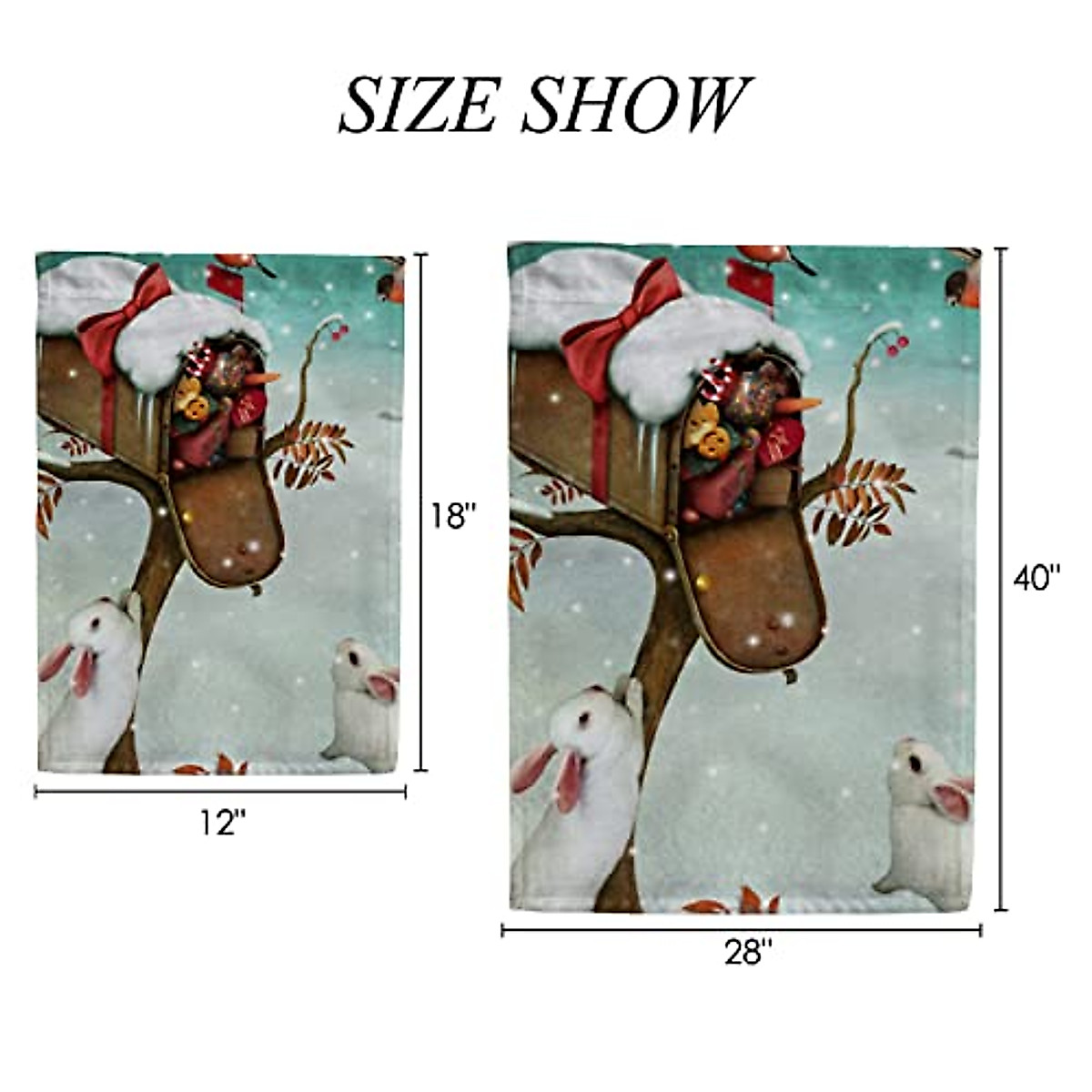 My Little Nest Seasonal Garden Flag Winter Forest Mailbox Rabbits Double Sided Vertical Garden Flags for Home Yard Holiday Flag Outdoor Decoration Farmhouse Banner 12"x18"