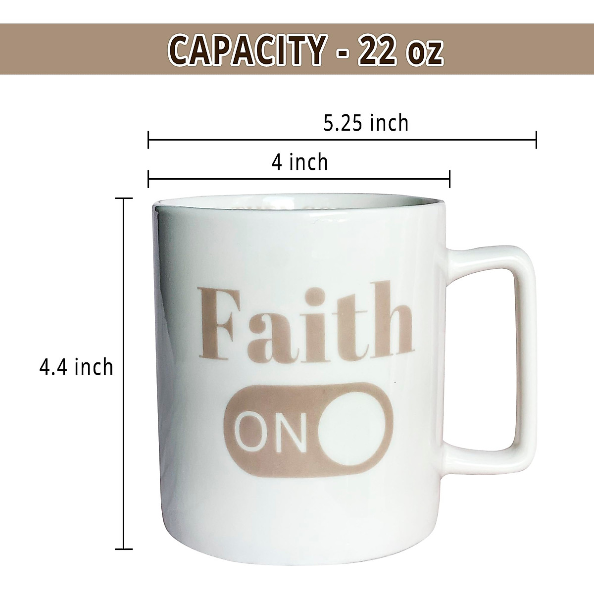 PRAY THEN COFFEE 22 oz Oversized Coffee Mug With Mark 11:24 Bible Verse - Extra Large Coffee Mug Perfect for Gifts - Great for Tea, Cappuccino, Latte, and Macchiato