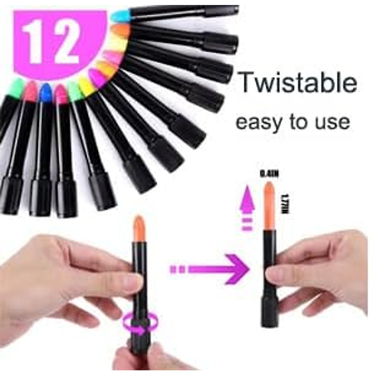 12 Color Glow in The Black Light Face & Body Paint,UV Neon Glow Fluorescent Face Paint Crayons for Halloween Club Makeup Xmas Glow Party