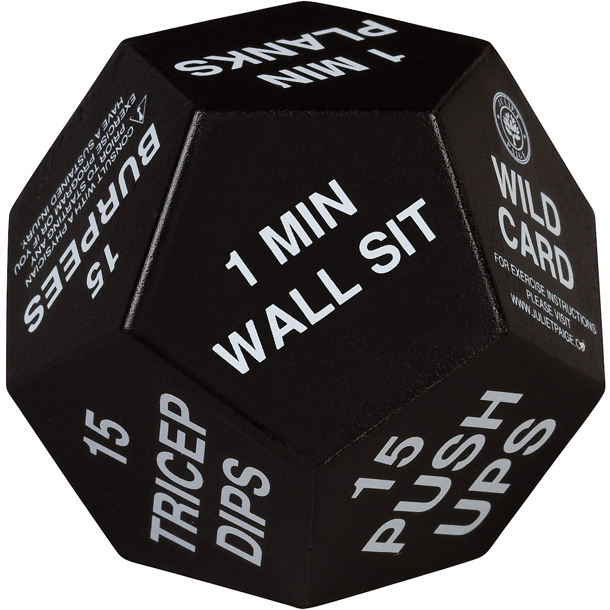 Exercise Dice Cube for Fitness, Gym Workouts, WOD, Home Bodyweight HIIT, and Adult Sports Training - 3 Inches in Diameter - 12 Sided (White (Intermediate))