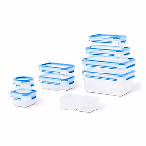 Emsa N10317 Clip & Close Food Storage Container Set 9 Pieces | Sizes: 0.15/0.2/2 x 0.55/0.55 ins./0.8/1.2/2.2 L | 100% Leak-proof & Hygienic | Fresh Seal | BPA Free | Baby Care Standard | Made in