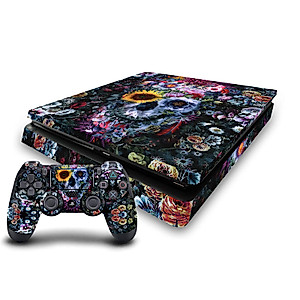 Head Case Designs Officially Licensed Riza Peker Skull Art Mix Vinyl Sticker Gaming Skin Decal Cover Compatible With Sony PlayStation 4 PS4 Slim Console and DualShock 4 Controller