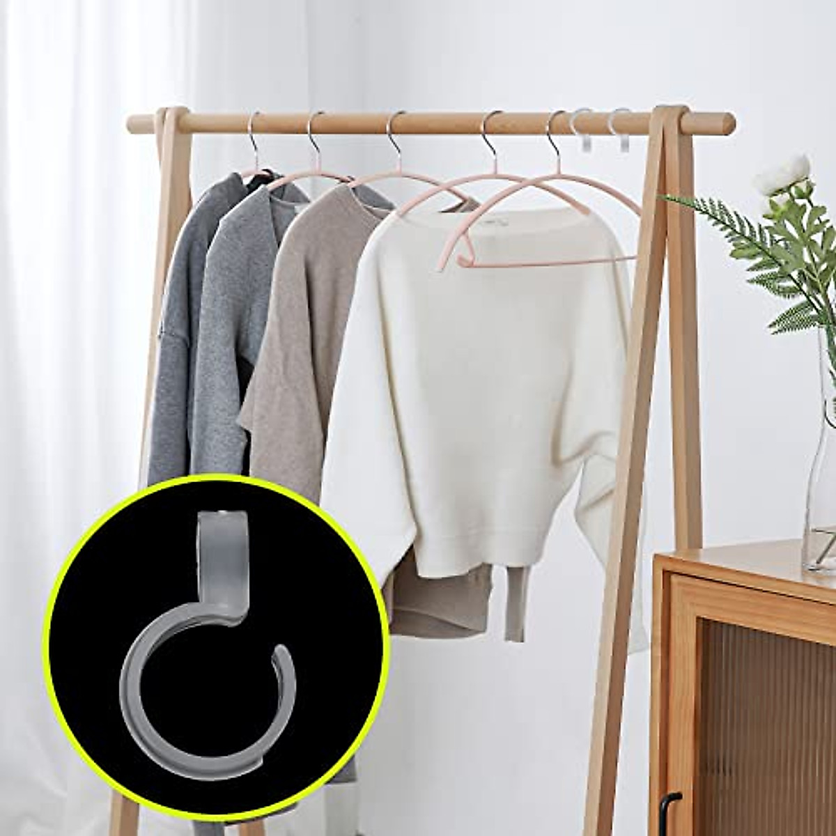 ULTECHNOVO 100 Pcs Windproof Hook Clothes Hanger Buckle Hook Clips Plastic Cloth Hanger Buckles Closet Rod Hooks for Home Workshop Bathroom White