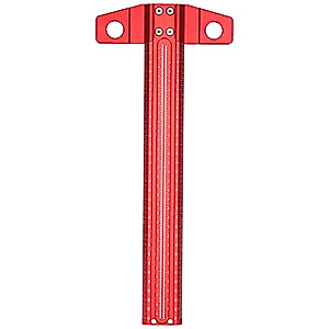 T Square Ruler Aluminum Alloy Removable Woodworking Scriber Art Framing Drafting Tools Ultra Precision Marking Ruler(Red)(300mm)