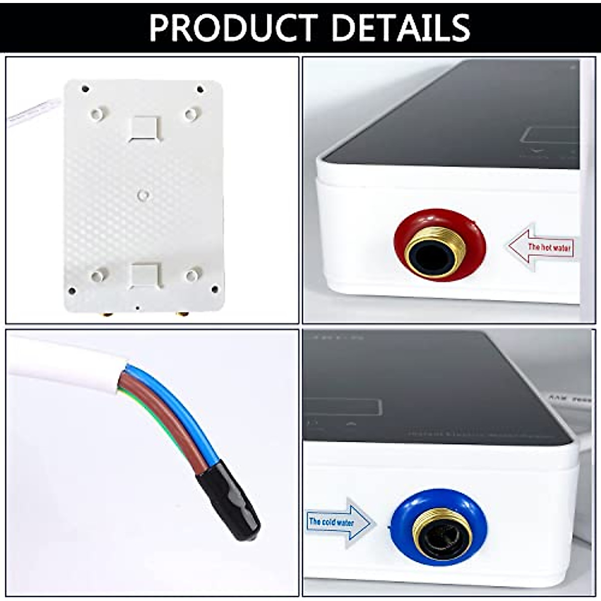 LJRUN Instant Electric Water Heater 240V, 6kW Tankless Water Heater for Kitchen Bathroom with Self Modulating Technology. (Black)