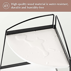 Puricon Corner Bathroom Counter Organizer, 2-Tier Wood Countertop Bathroom Sink Corner Shelf, Vanity Corner Counter Rack for Bathroom Dresser Kitchen -White