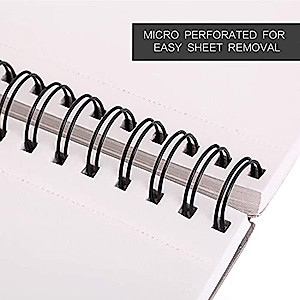 Bachmore 8.5"x11" Hardbound Sketchbook, Left Spiral Sketch Pad with Hardcover, Perforated and Durable Acid Free Drawing Paper, Ideal Art for Kids & Adults, Artist Pro & Amateurs