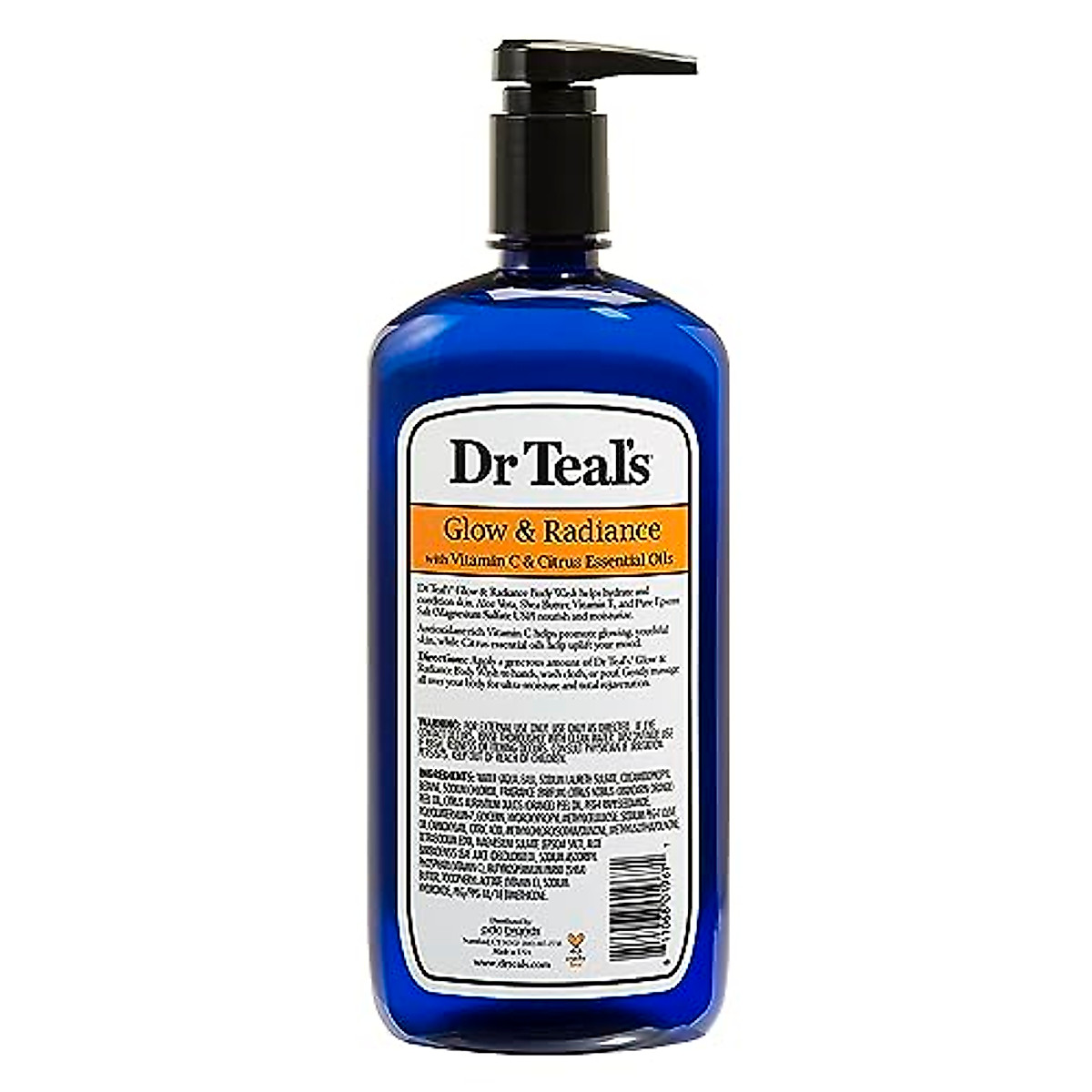 Body Wash with Pure Epsom Salt, Glow & Radiance, Vitamin C & Citrus Essential Oils Teal's, 24 fl oz