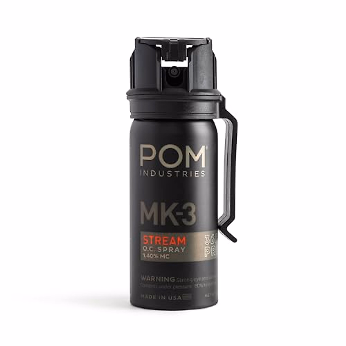 POM MK3 Pepper Spray, Belt Clip Model - Maximum Strength, Flip Top Safety 360° Performance, 18-20-Foot Range, Powerful, Accurate Stream