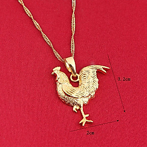 Women Jewelry 24k Gold Plated Animal Rooster Chicken Pendant Necklace Jewelry