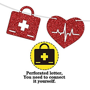 Ferastar 2021 BSN Banner, Congrats Nurse Banner, Class of 2021 Nurse Graduation Party Decoration Black Red Glitter