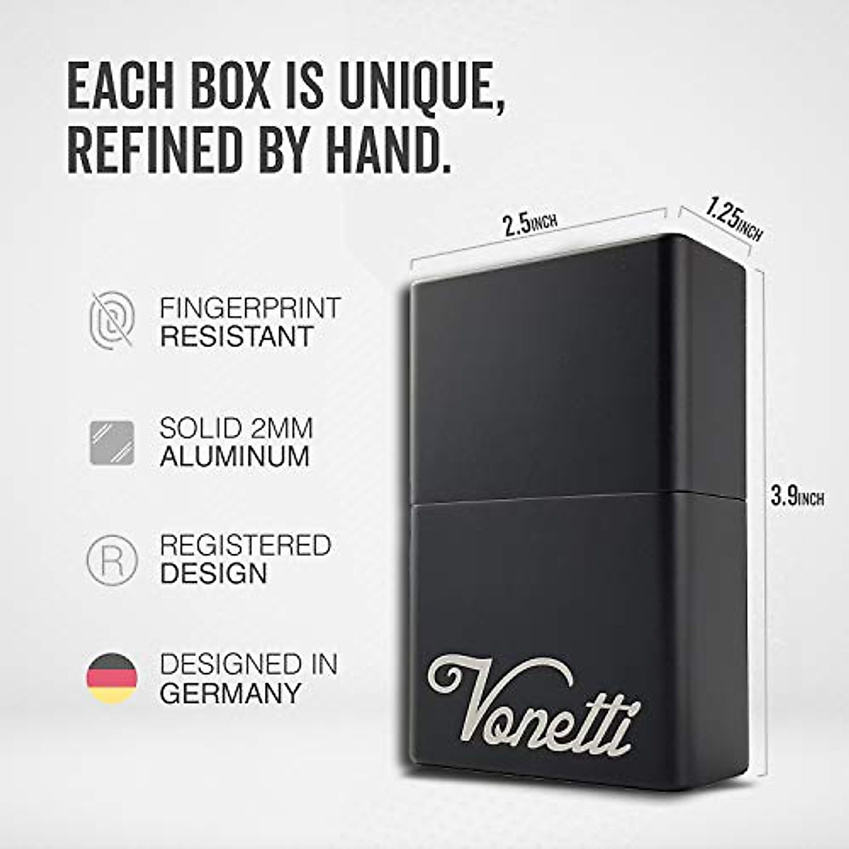 VONETTI Alpha Shield Grande - Premium RFID Signal Blocker Box - Smart Car Key Faraday Signal Protector, Keyless Go RFID Blocking Case, Crypto Wallet Safe Box, Signal Blocker Faraday Tin (Black)