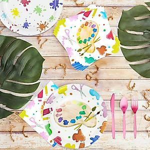 NAIWOXI Art Paint Party Supplies Tableware - Paint Art Party Decorations Dinnerware, Plates, Napkins, Cups, Cutlery, Art Painting Themed Party Supplies For Birthday Baby Shower | Serves 24