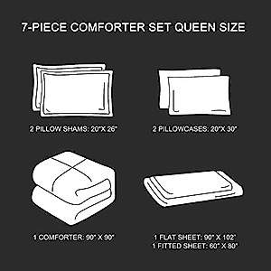 Black Aztec Comforter Set Queen,Boho 7 Pieces Bed in a Bag Comforter Bohemian Bedding Set Soft Microfiber Queen Size(1 Comforter,2 Pillowcases,2 Pillow Shams,1 Flat Sheet,1 Fitted Sheet)