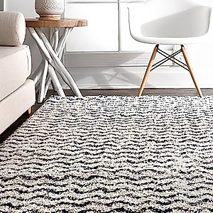 nuLOOM Cuellar Chevron Shag Area Rug, 8' 10" x 12', Navy