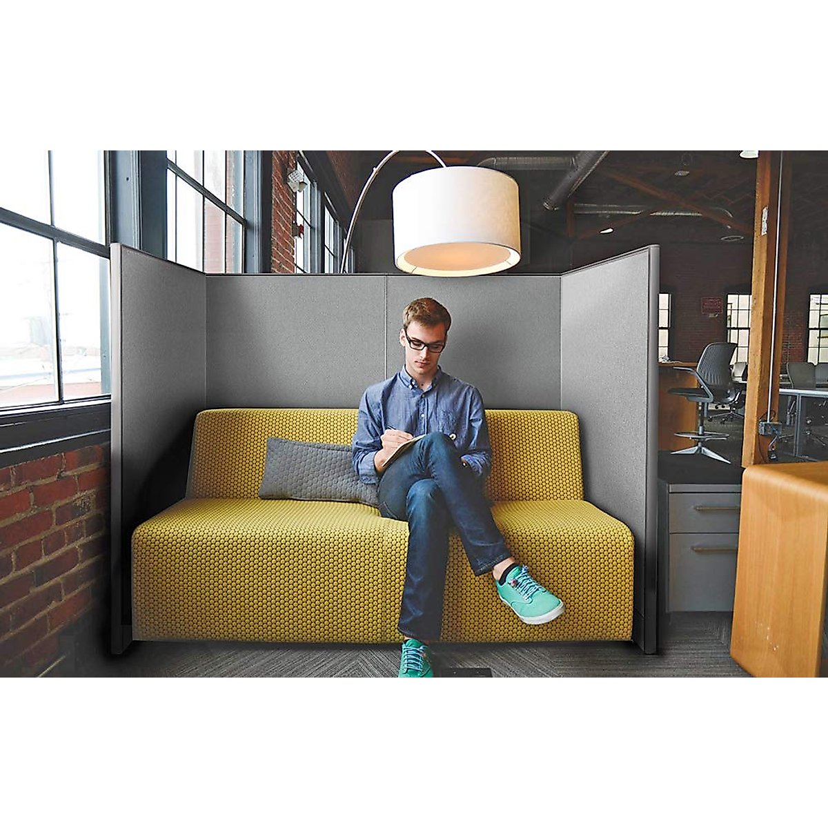 GOF Single Office Partition, Large Fabric Room Divider Panel, Custom Built Workstation 24" W x 72" H