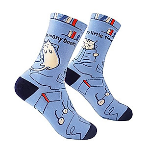 Book Reading Socks for Women, Teacher Nerd-Librarian Book Lover Bookworm Gift