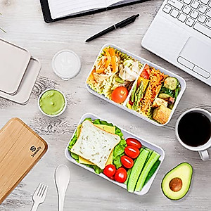 Bento Box Adult Lunch Box,All-in-1 Stackable Japanese Bento Lunch Box for Women,(47oz) Lunch Containers with Food Compartments, Accessories and Sauce Container,Leak-proof,Microwave Safe (White)