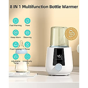 Tizwis Baby Bottle Warmer for Breastmilk or Formula, Fast Baby Milk Warmer with Timer, Smart Temperature Control, Multifunctional Bottle Warmers with Defrost, Thaw, Keep, Heat Baby Food Jars Function