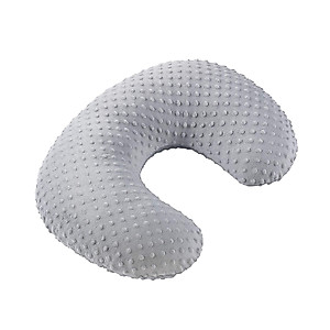 QUENESS Nursing Pillow Cover Breastfeeding Pillow Cases Minky Dot Slipcover (Gray)