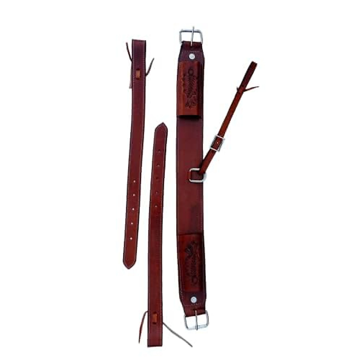 WEMBILS Horse Western Leather Complete Flank Cinch Set Primeum Leather Quality Horse Riding Equestrian Decoretive Western Rear Flank Back Cinch Girth Saddle Billets TACK Horse Cinches