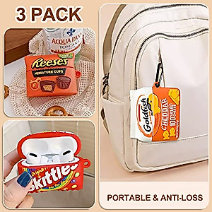 3 Pack Cute Airpod Case for Airpod Pro,3D Kawaii Cartoon Funny Goldfish Cookie&Rainbow Candy&Chocolate Food Soft Silicone Protective Cover Accessories Skin for Apple Air pods Pro Case for Girls Boys