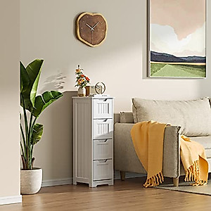 Gizoon Small Bathroom Storage Cabinet Freestanding with Drawers for Narrow Places, 33" Wooden Dresser with 4 Drawers for Bedroom, Chest of Drawers White