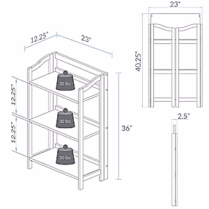 Casual Home Stratford 3-Shelf Folding Bookcase-Warm Brown
