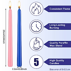 Spiareal 4 Pcs Christmas Blue Advent Candle Blue Pink Taper Candles Advent Candle Long Burning Tapered Candles Dripless and Unscented Candlesticks for Advent Rings and Church Advent Wreaths