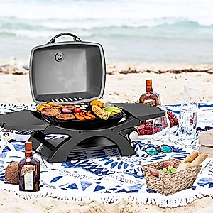 MASTER COOK Tabletop Gas Grill, 11500 BTU Portable Propane Grill Outdoor with Removable Side Shelves for BBQ Camping Patio Backyard