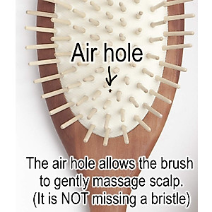 Desert Breeze Natural Wood Bristle Hair Brush, Gentle Scalp Massage, Pear Wood Handle, Made in Germany, For All Hair Types, Rounded Wooden Pins, Anti-Static