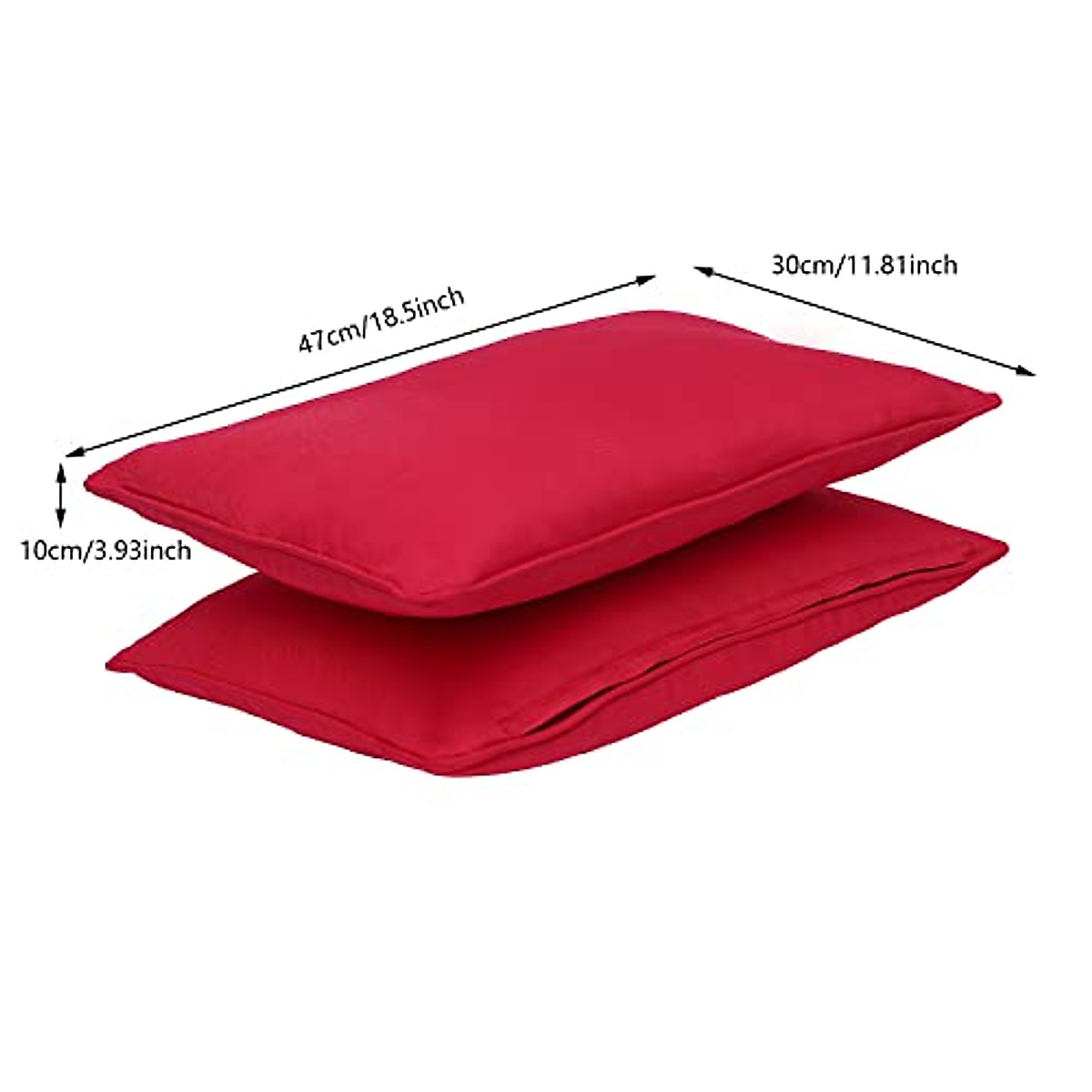 Leblett Pack of 2 Outdoor Pillows,Indoor/Outdoor Waterproof Decorative Throw Cushion Garden Sofa Chair Cushion Throw Pillow (47*30*10cm,Red)