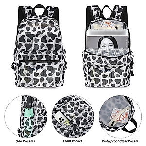 Yusudan Cow Print Mesh Backpack for Girls, Kids Semi-Transparent School Bookbag Women See Through Beach Bag Daypack
