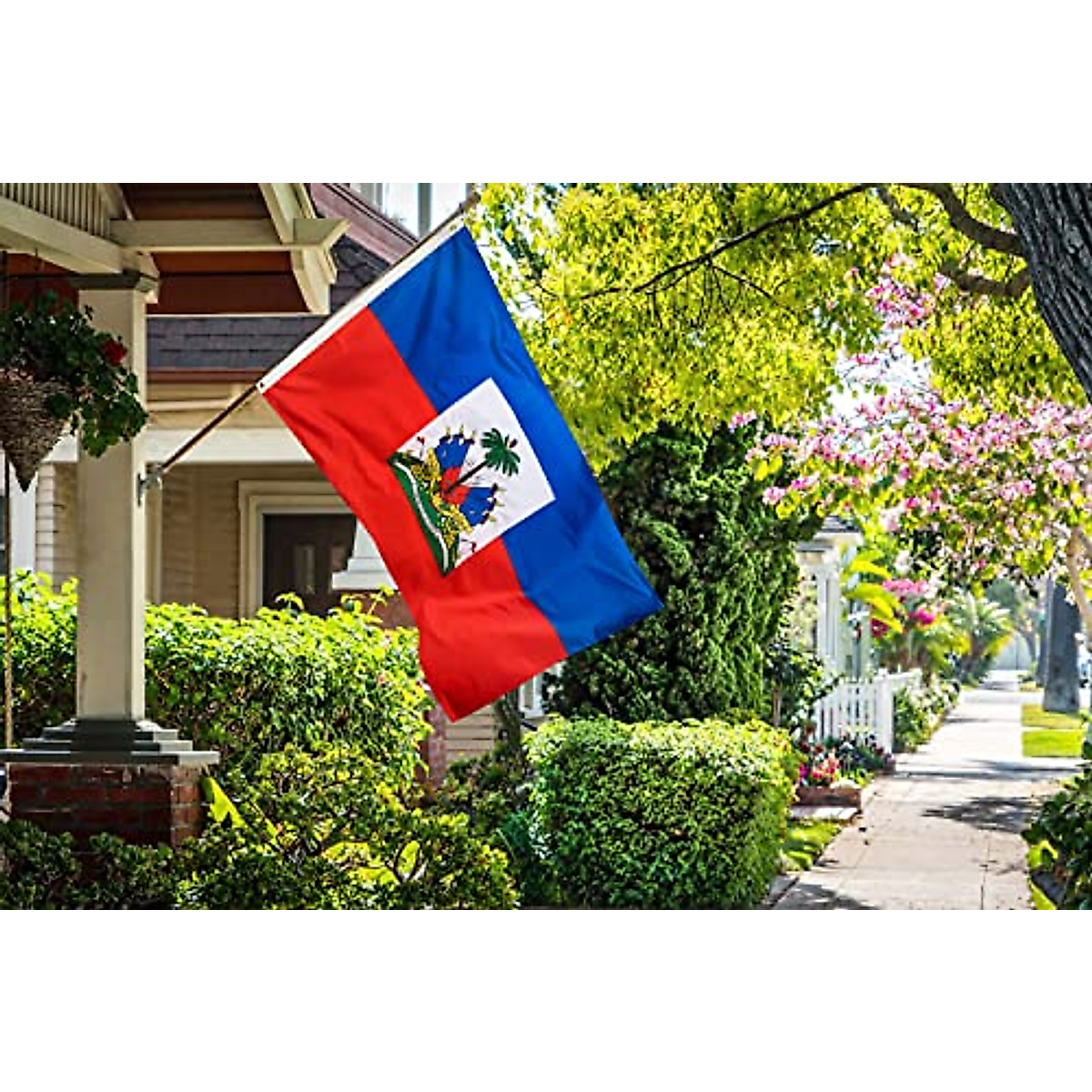 DANF Haiti Flag 3x5 Ft Thick Polyester, Fade Resistant, Brass Grommets, Canvas Header,Double Sided Haitian National Flags 3 X 5 Feet