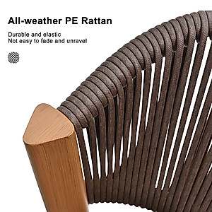 PURPLE LEAF Bar Stool Set of 2 Outdoor Bar Chairs with Footrest Aluminum Bar Height Stools Wicker Brown Barstools