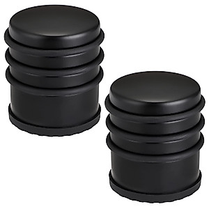 Sumnacon 2Pcs Heavy Duty Floor Door Stoppers No Drill - Durability Stainless Steel Door Stops with Anti-Skid Rubber - Decorative Safety Doorstops for Home Office Commercial Industrial Decor, Black