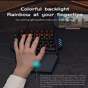 PURPLELU 39-Key Backlit Gaming Keyboard, One-Handed Mechanical Keyboard, Convenient Mini Ergonomic Game Handle, Suitable for Gamers