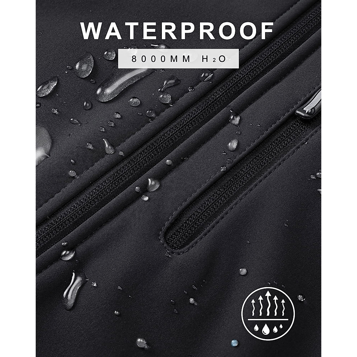 33,000ft Men's Softshell Jacket with Hood Fleece Lined Windbreaker Lightweight Waterproof Jackets for Hiking