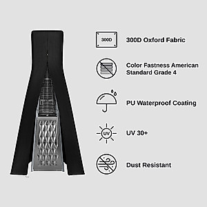 EAST OAK Pyramid Patio Heater Covers with 300D Oxford Fabric, Zipper, Storage Bag, Waterproof, Dustproof, Wind, Sunlight, Snow-Resistant, 91'' Height x 18.5" Top x 20.87" Base Black