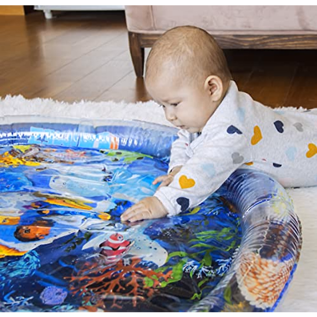 TT TUMMYTIMEZ Premium Tummy Time Water Mat, XL Inflatable Activity Center Promoting Baby Motor and Sensory Development, Grow Through Play Sensory Stimulation Gift for Infants Toddlers Boys Girls